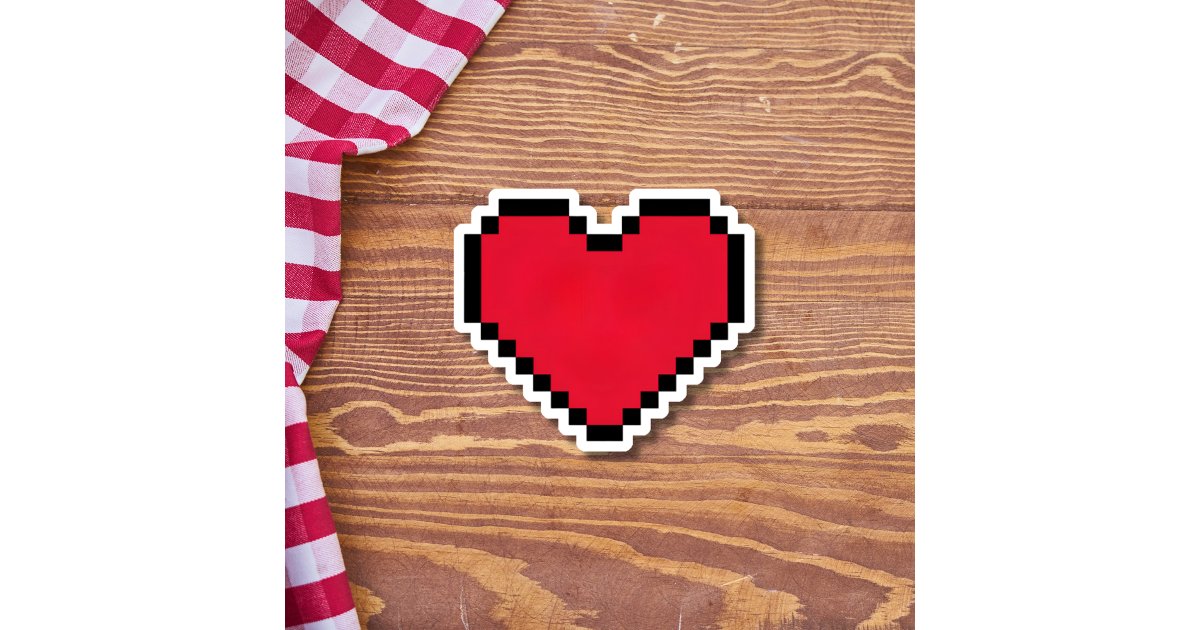Cute pixelated heart shaped Sticker | Zazzle
