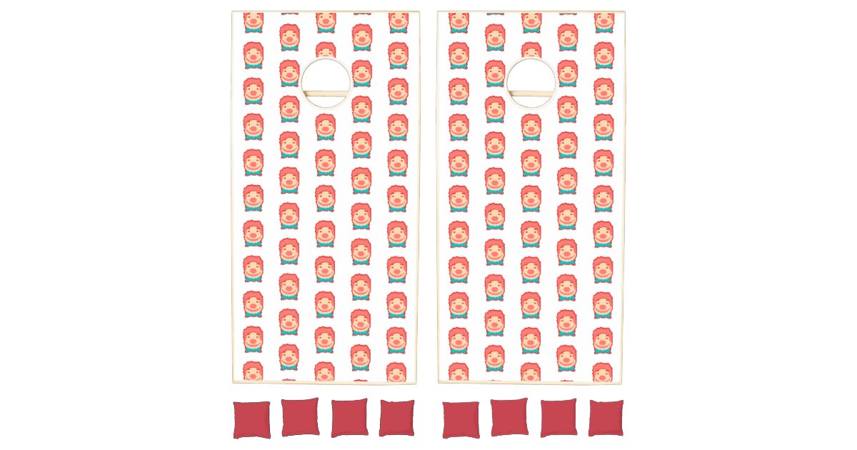 Cute pixeled clown face throw pillow cornhole set | Zazzle