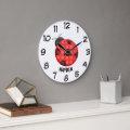 Cute Plaid Red Ladybug Personalised Kids Large Clock | Zazzle