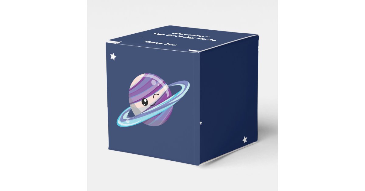 Cute Planet Saturn Space Galaxy Kid Birthday Favor Boxes | Zazzle