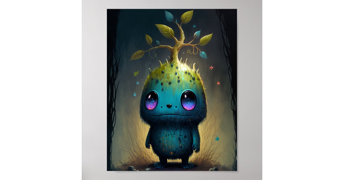 Cute Plant Monster Fantasy Art Poster | Zazzle