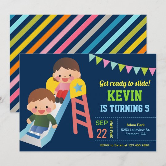 Cute Playground Slide Kids Birthday Party Invite | Zazzle.com