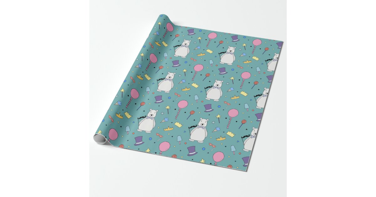 Cute Polar Bear Birthday Party Wrapping Paper | Zazzle