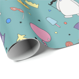 Cute Polar Bear Birthday Party Wrapping Paper | Zazzle