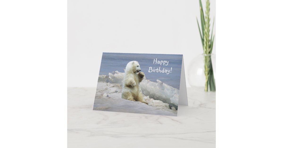 Cute Polar Bear Cub And Arctic Ice Birthday Card