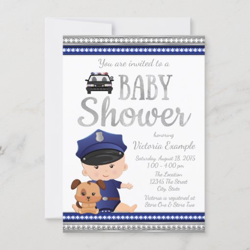 Cute Police Baby Shower Invitation | Zazzle