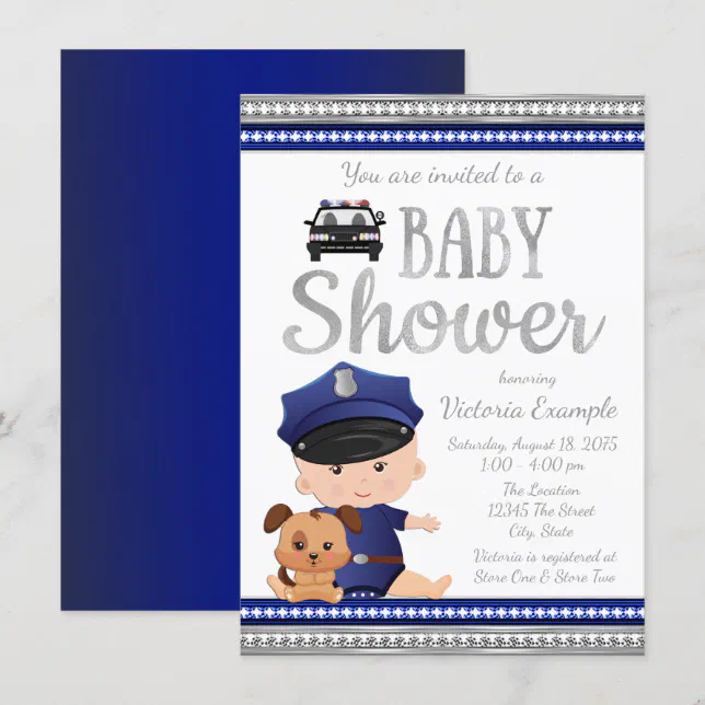 Cute Police Baby Shower Invitation | Zazzle