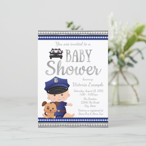 Cute Police Baby Shower Invitation | Zazzle