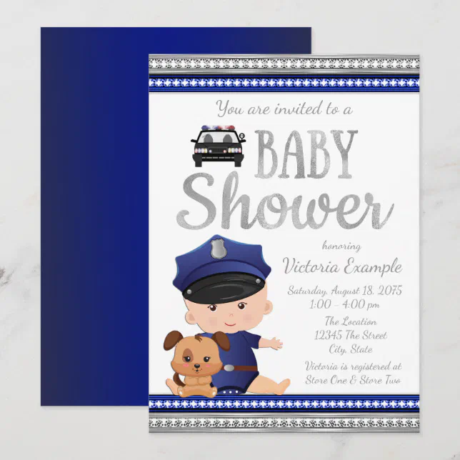 Cute Police Baby Shower Invitations | Zazzle