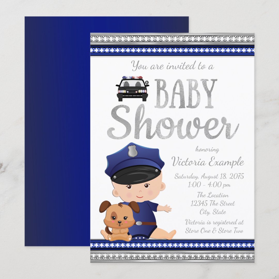 Cute Police Baby Shower Invitations | Zazzle