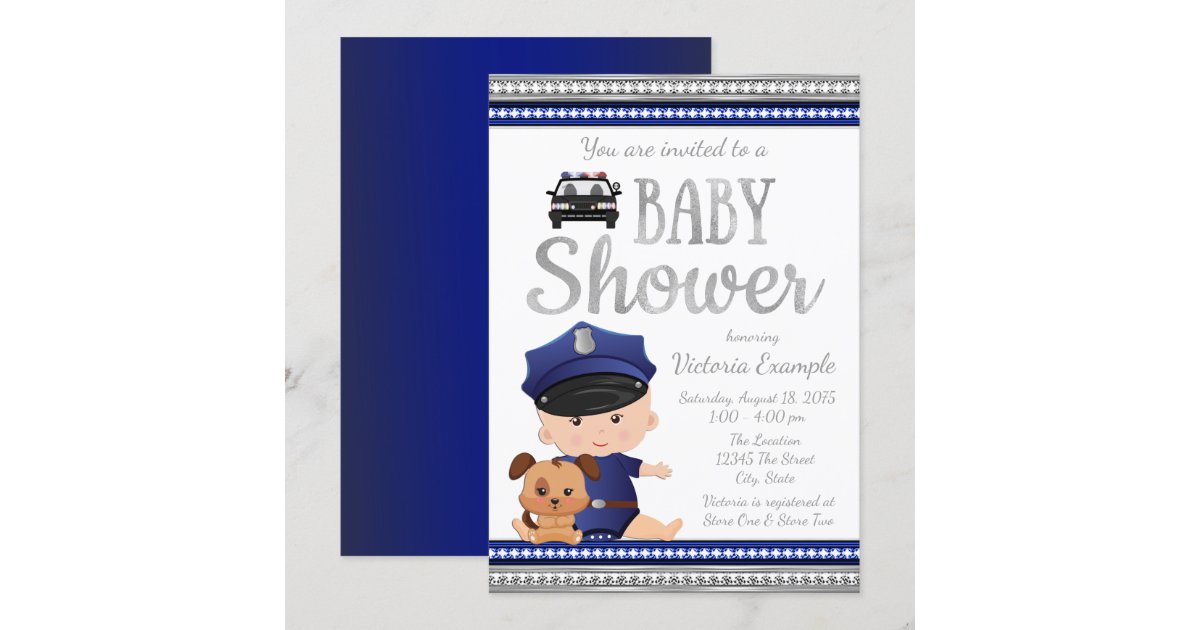 Cute Police Baby Shower Invitations | Zazzle