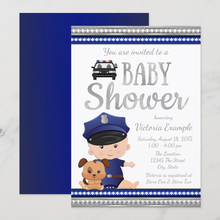 Cute Police Baby Shower Invitations | Zazzle