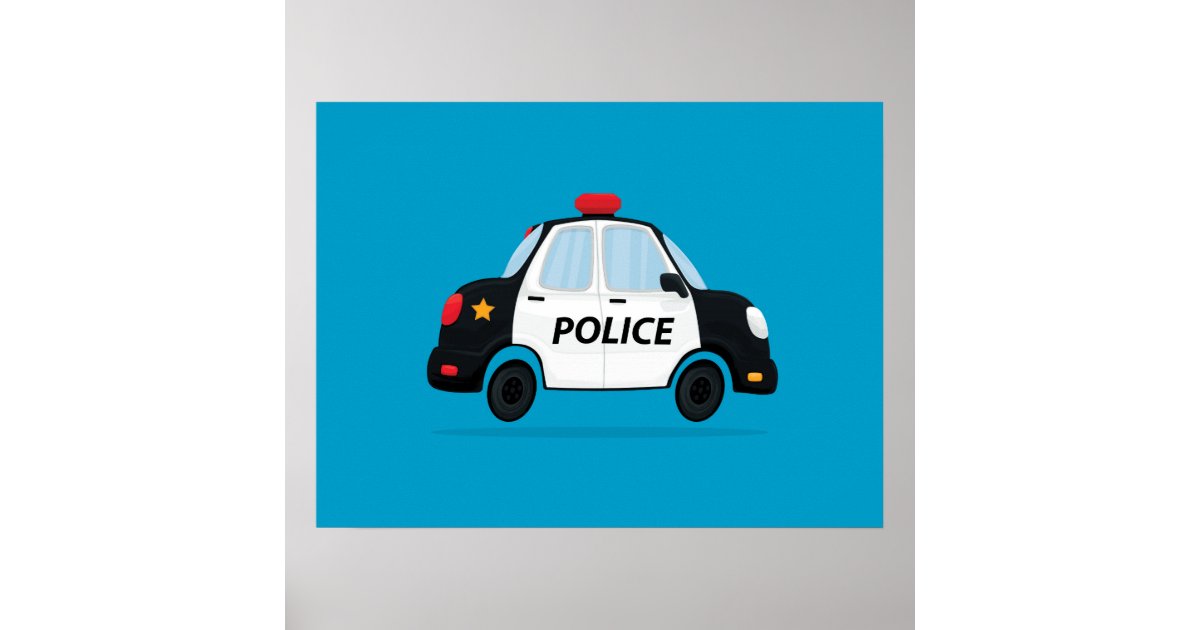 Cute Police Car Art Poster | Zazzle