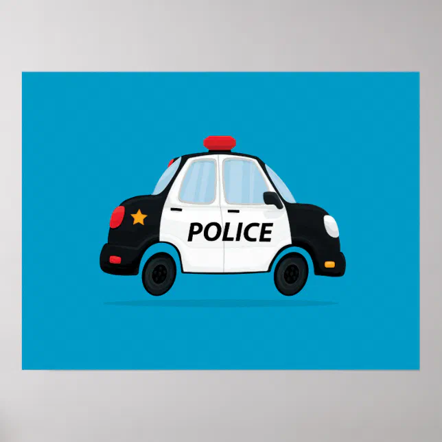 Cute Police Car Art Poster | Zazzle