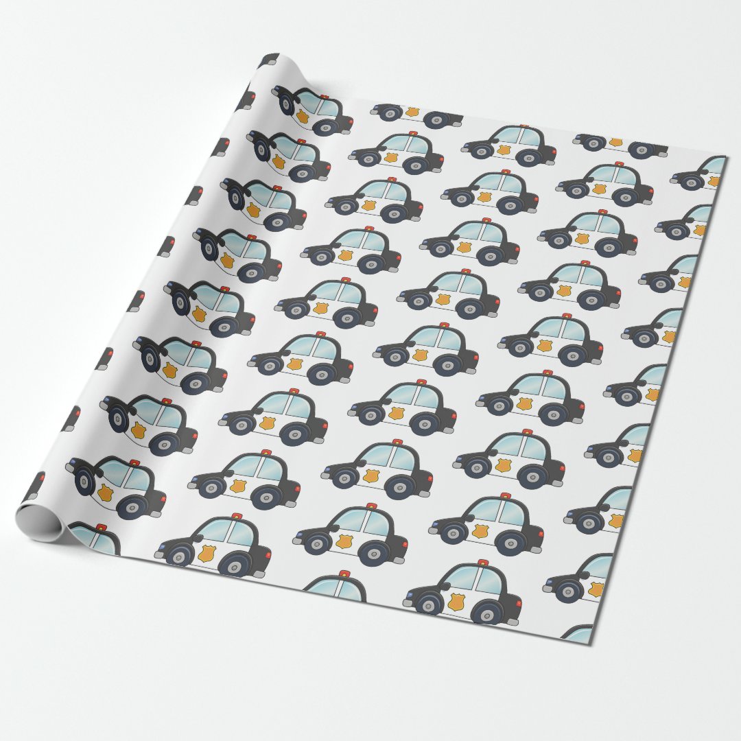Cute Police Car Pattern Wrapping Paper | Zazzle