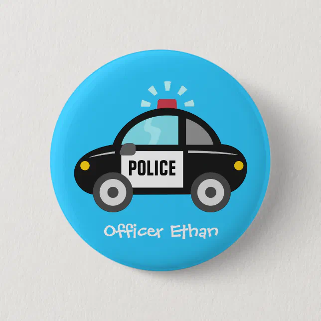 Cute Police Car with Siren For Kids Button | Zazzle