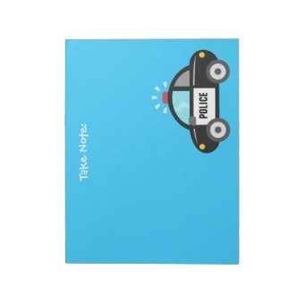 Cute Police Car with Siren For Kids Notepad | Zazzle