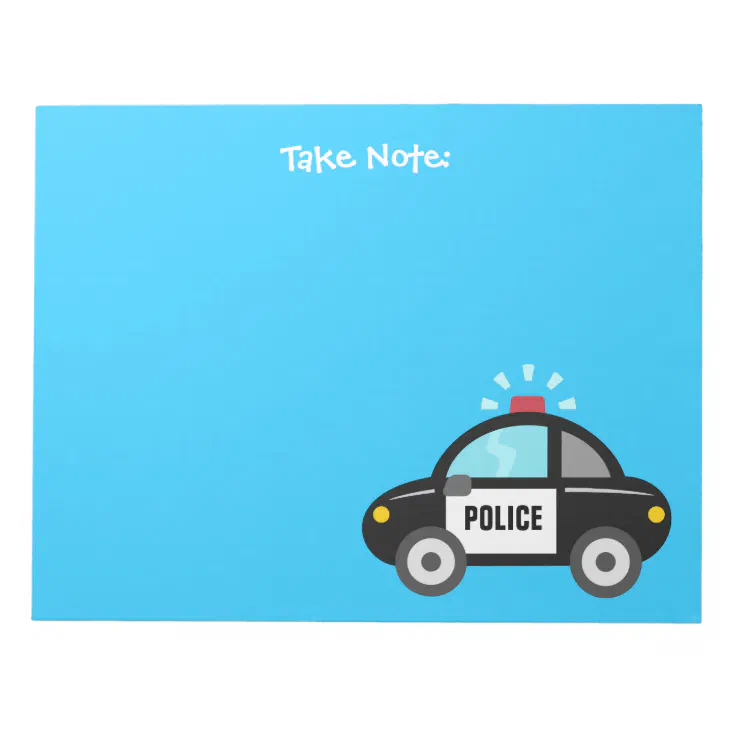 Cute Police Car with Siren For Kids Notepad | Zazzle