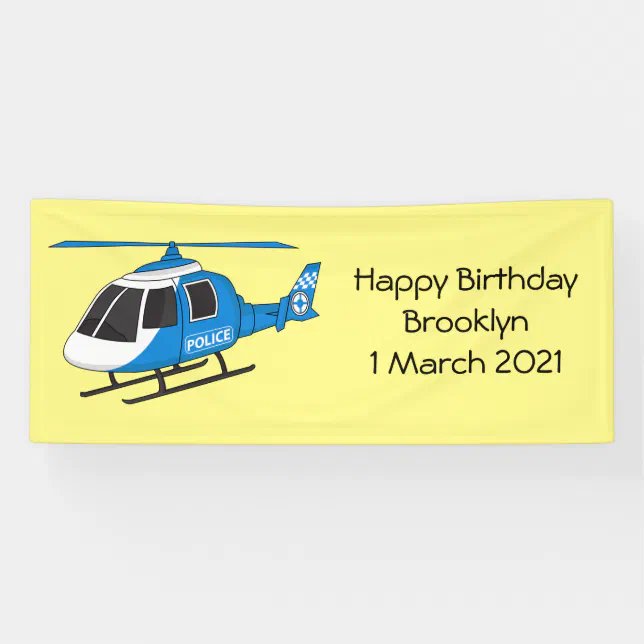 Cute police department helicopter chopper cartoon banner | Zazzle