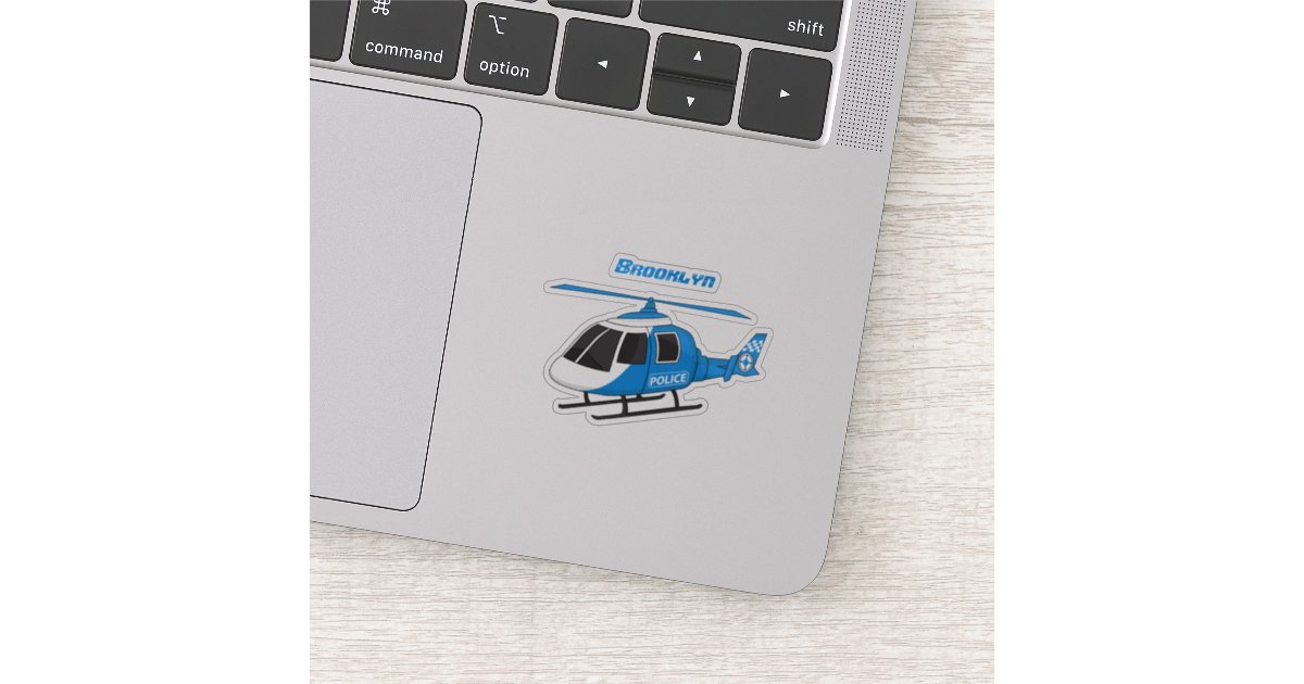 Cute police department helicopter chopper cartoon sticker | Zazzle