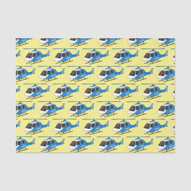 Cute police department helicopter chopper cartoon tissue paper | Zazzle