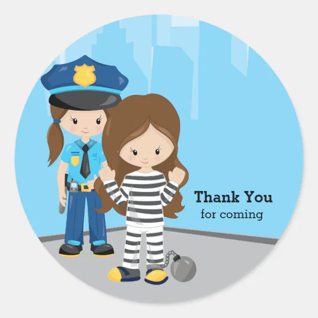 Cute Police Officer Classic Round Sticker | Zazzle