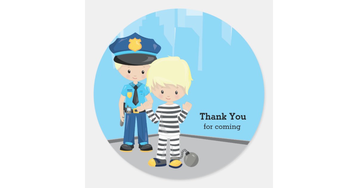 Cute Police Officer Classic Round Sticker | Zazzle.com