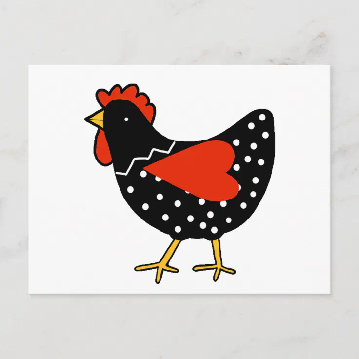 Cute Polka Dot Chicken Postcard | Zazzle