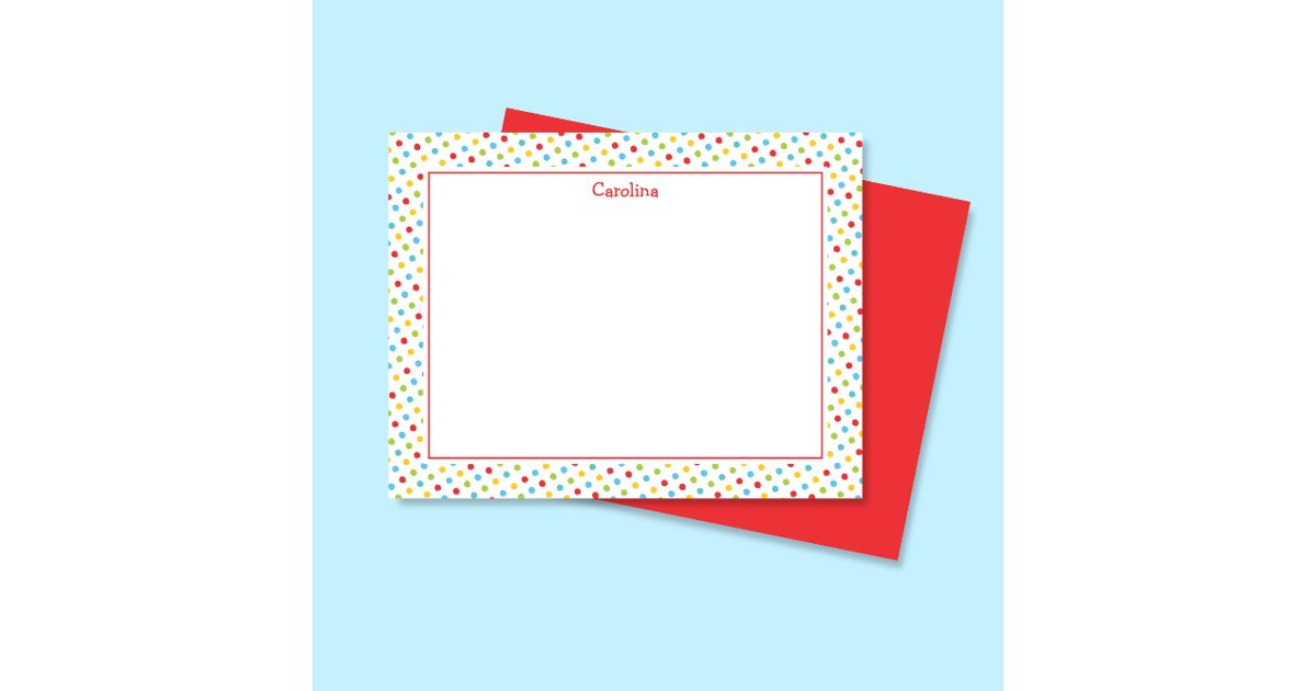 Cute Polka Dots Colorful Girly Stationery Note Card | Zazzle