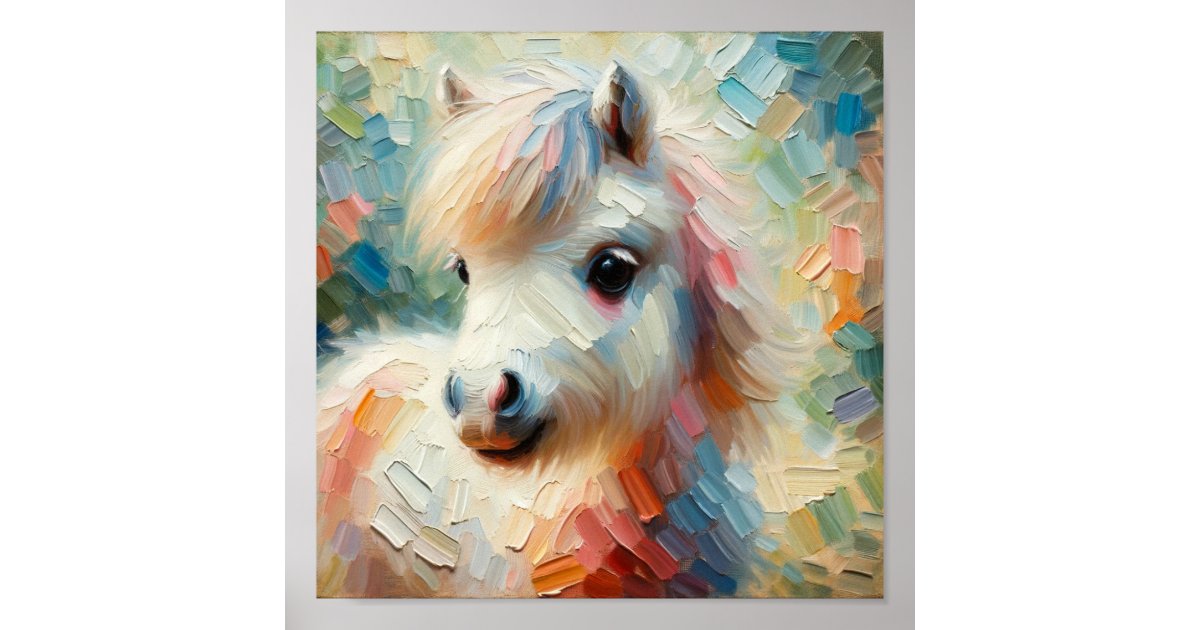 Cute Pony Impressionist Poster | Zazzle