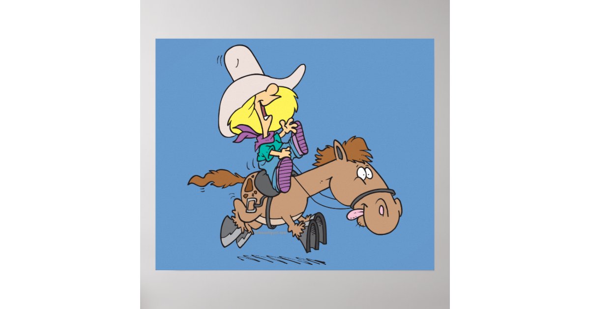 cute pony ride cartoon poster | Zazzle