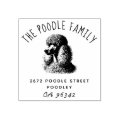 Cute Poodle Family Name Return Address Rubber Stamp | Zazzle