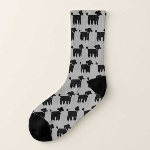 Cute Poodles Pattern Black and Grey Dog Lover's Socks | Zazzle