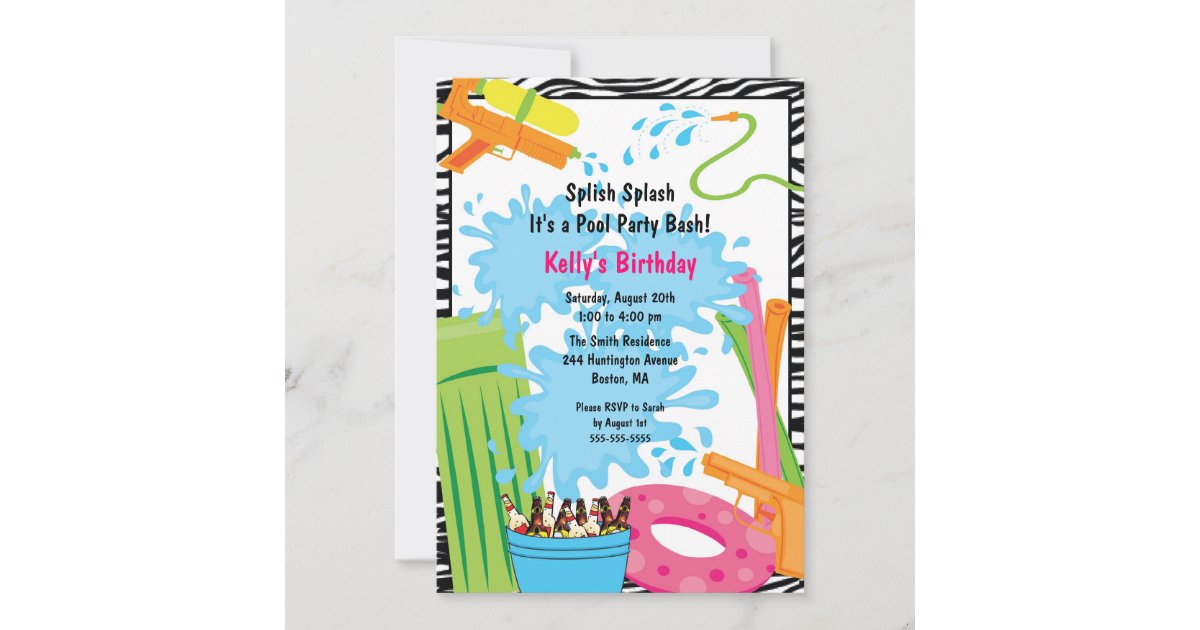 Cute Pool Birthday Invitation | Zazzle
