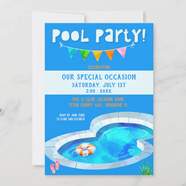 Cute Pool Party for any Occasion Invitation | Zazzle