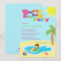 Cute pool party girls birthday party invitation | Zazzle
