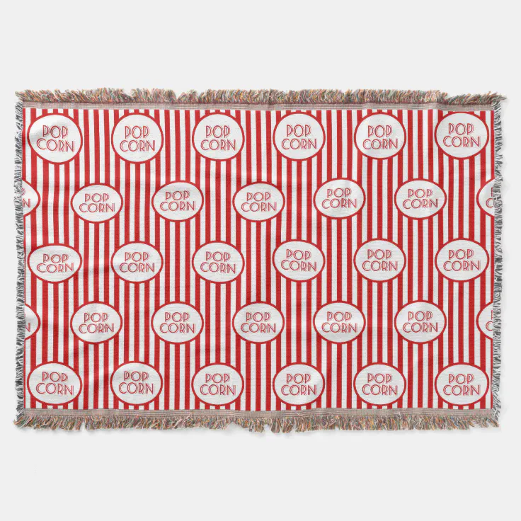 Cute popcorn theme movie theater room blanket | Zazzle