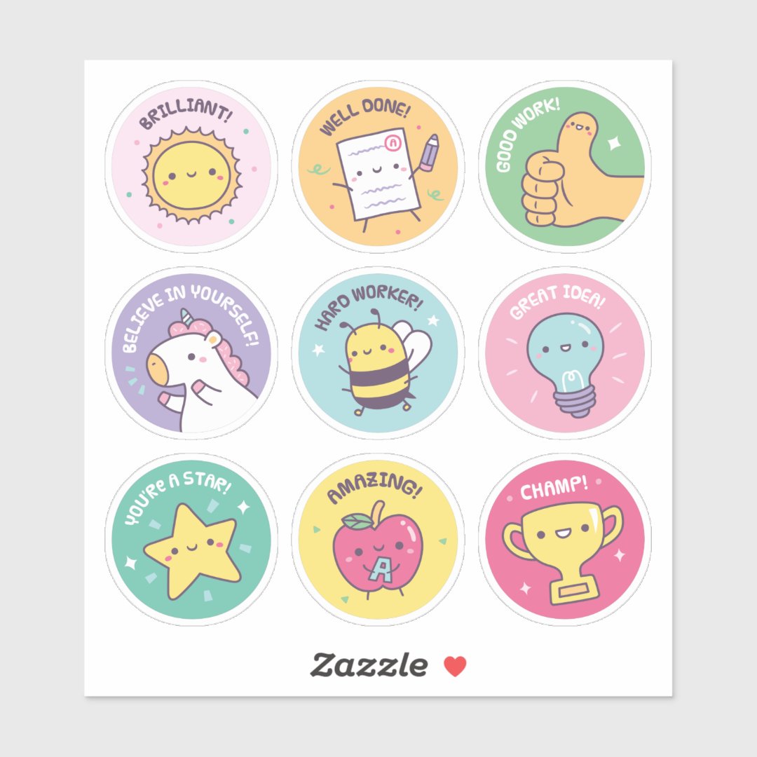 Cute Positive Motivational Reward Stickers | Zazzle