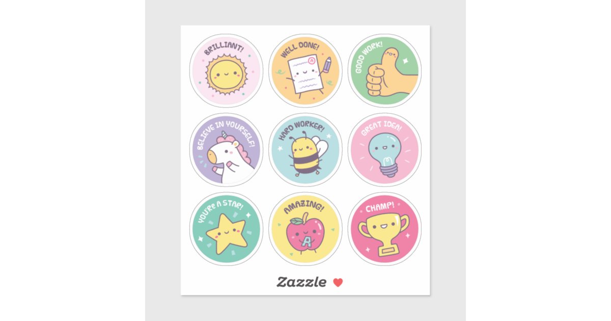 Cute Positive Motivational Reward Stickers | Zazzle