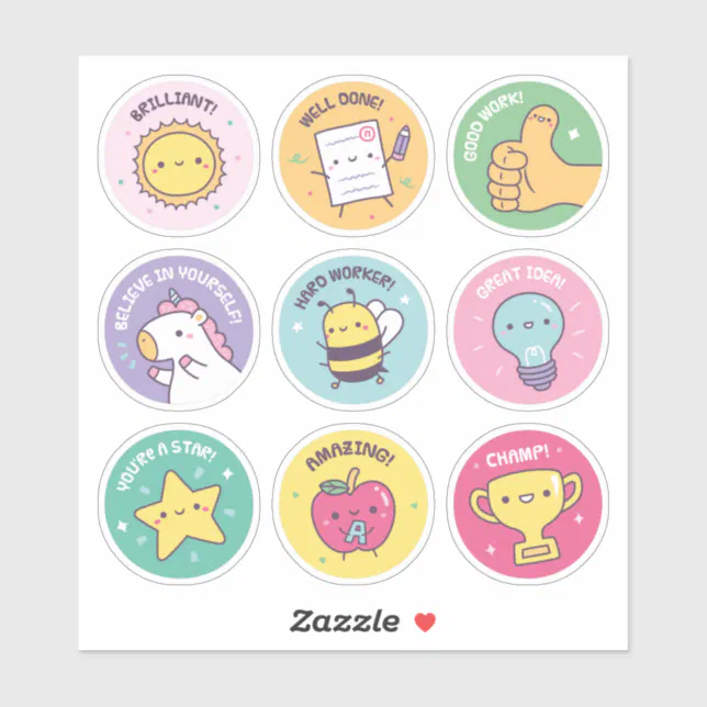 Cute Positive Motivational Reward Stickers | Zazzle