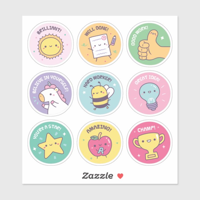 Cute Positive Motivational Reward Stickers | Zazzle.com