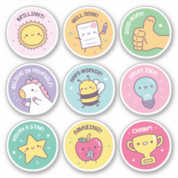 Cute Positive Motivational Reward Stickers | Zazzle