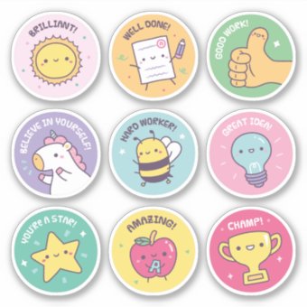 Cute Positive Motivational Reward Stickers | Zazzle