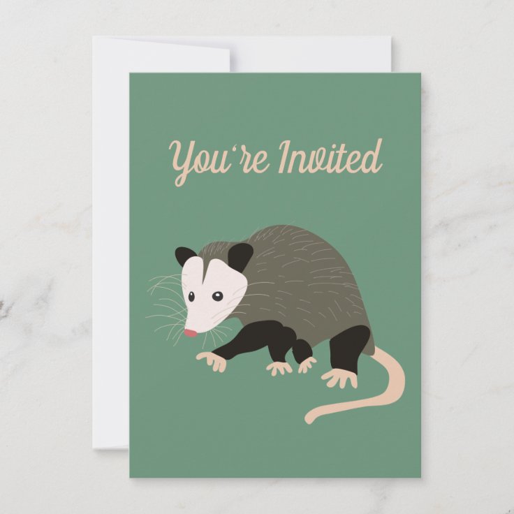 Cute Possum Illustration Custom Birthday Party Invitation | Zazzle