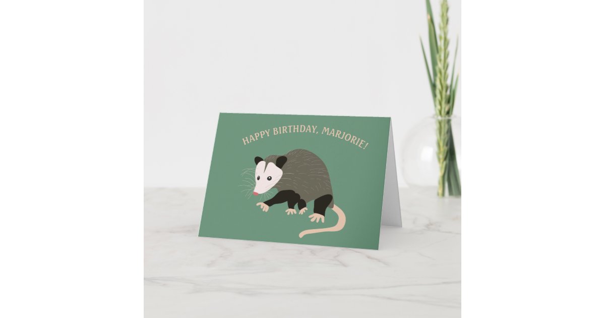 Cute Possum Illustration Personalized Birthday Card | Zazzle.com