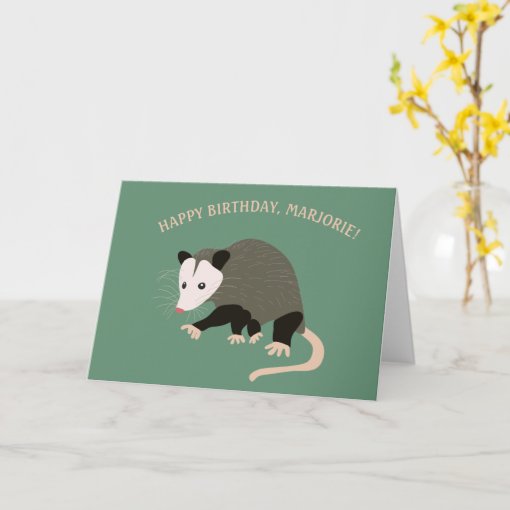 Cute Possum Illustration Personalized Birthday Card | Zazzle