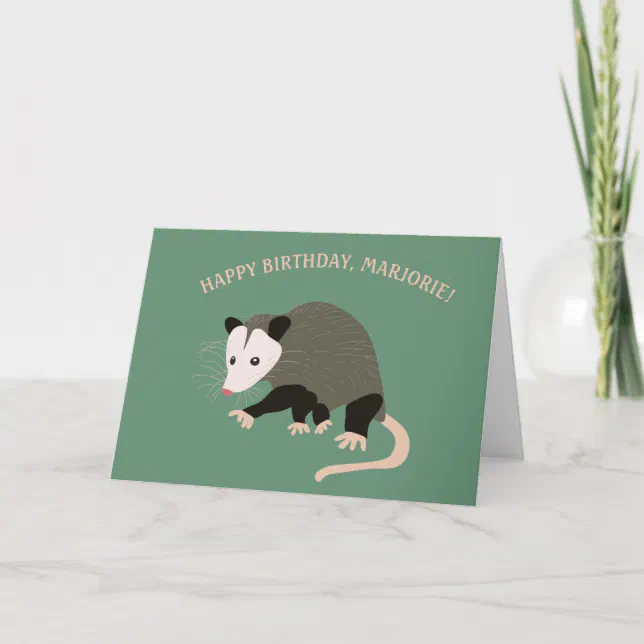 Cute Possum Illustration Personalized Birthday Card | Zazzle