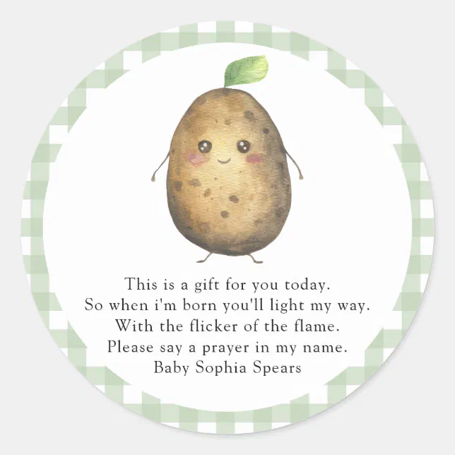 Cute potato - Prayer candle label | Zazzle