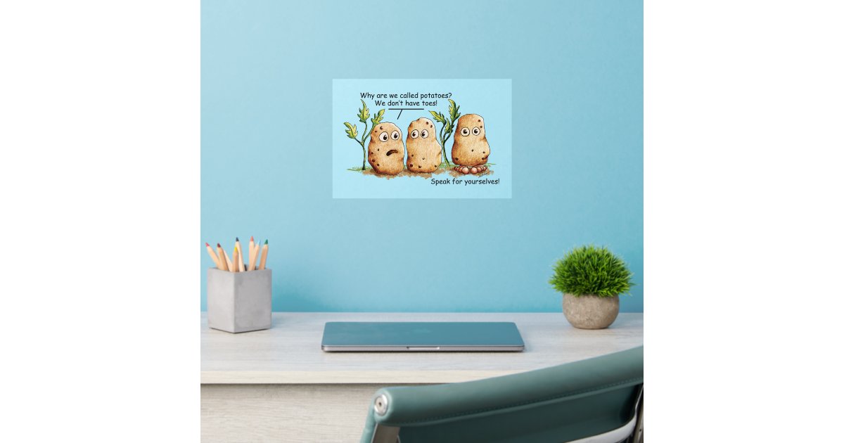 Cute Potatoes has Toes Funny Potato Pun Wall Decal | Zazzle
