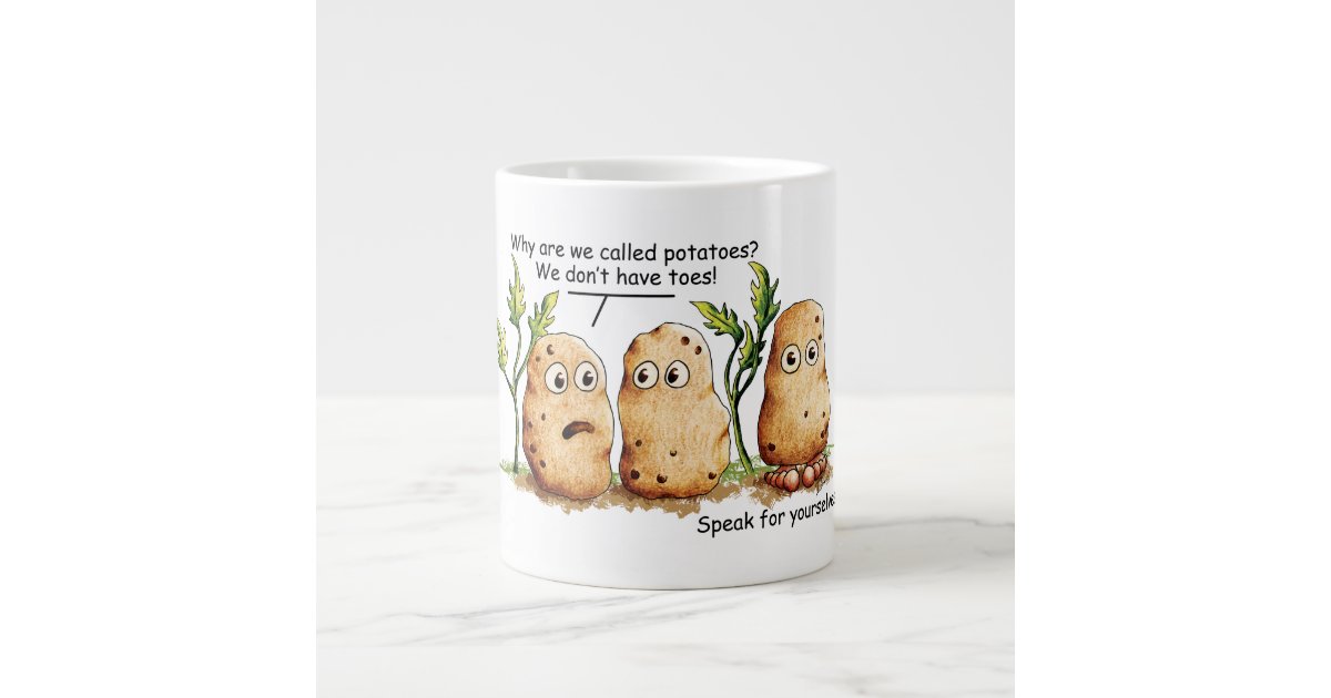 Cute Potatoes Toes Funny Potato Pun Giant Coffee Mug | Zazzle
